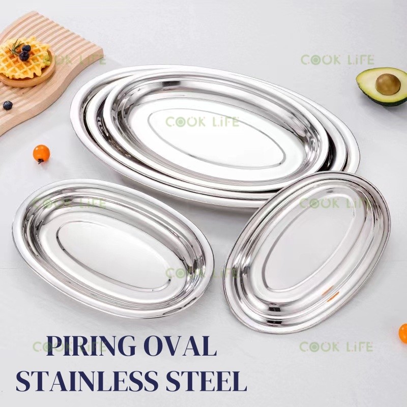 Jual Piring Oval Stainless Steel Berbagai Ukuran Diameter Piring Buah ...