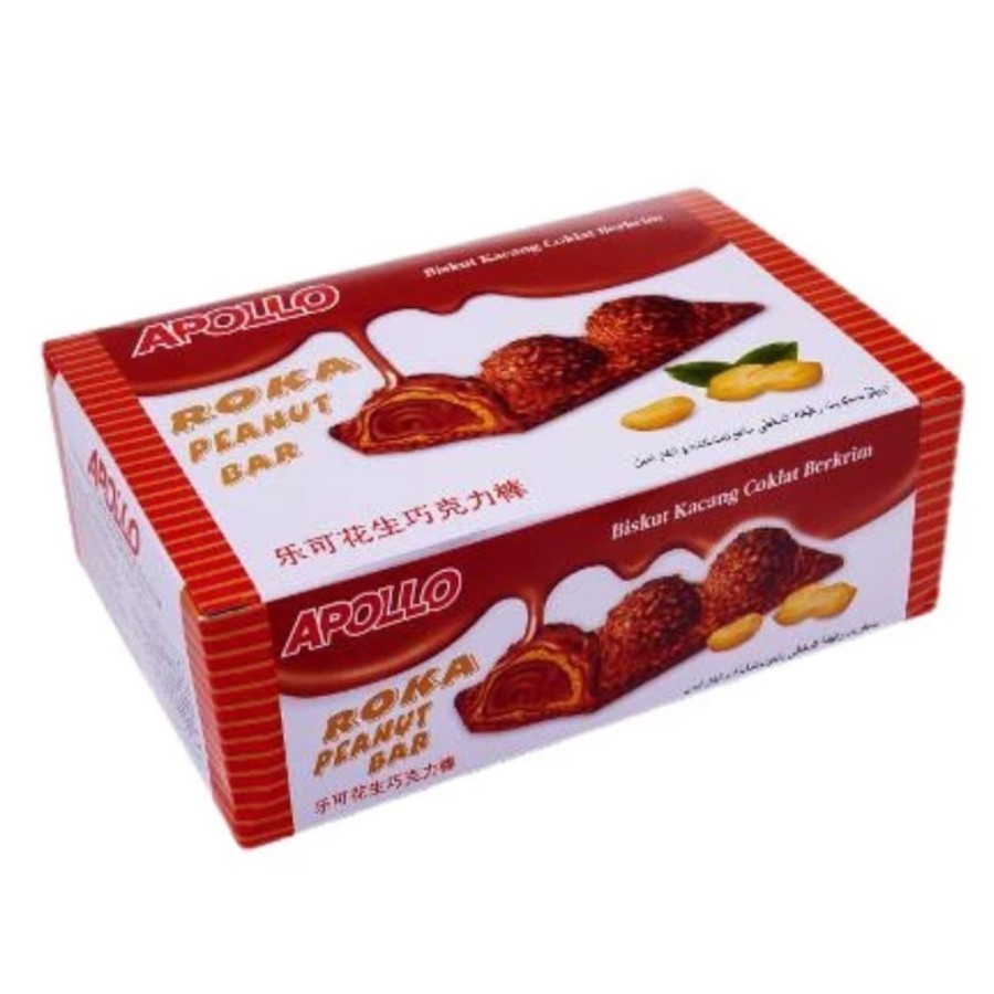 Jual Apollo Roka Peanut Bar Wafer | Wafer Kacang dan Krim Coklat 1 Box ...