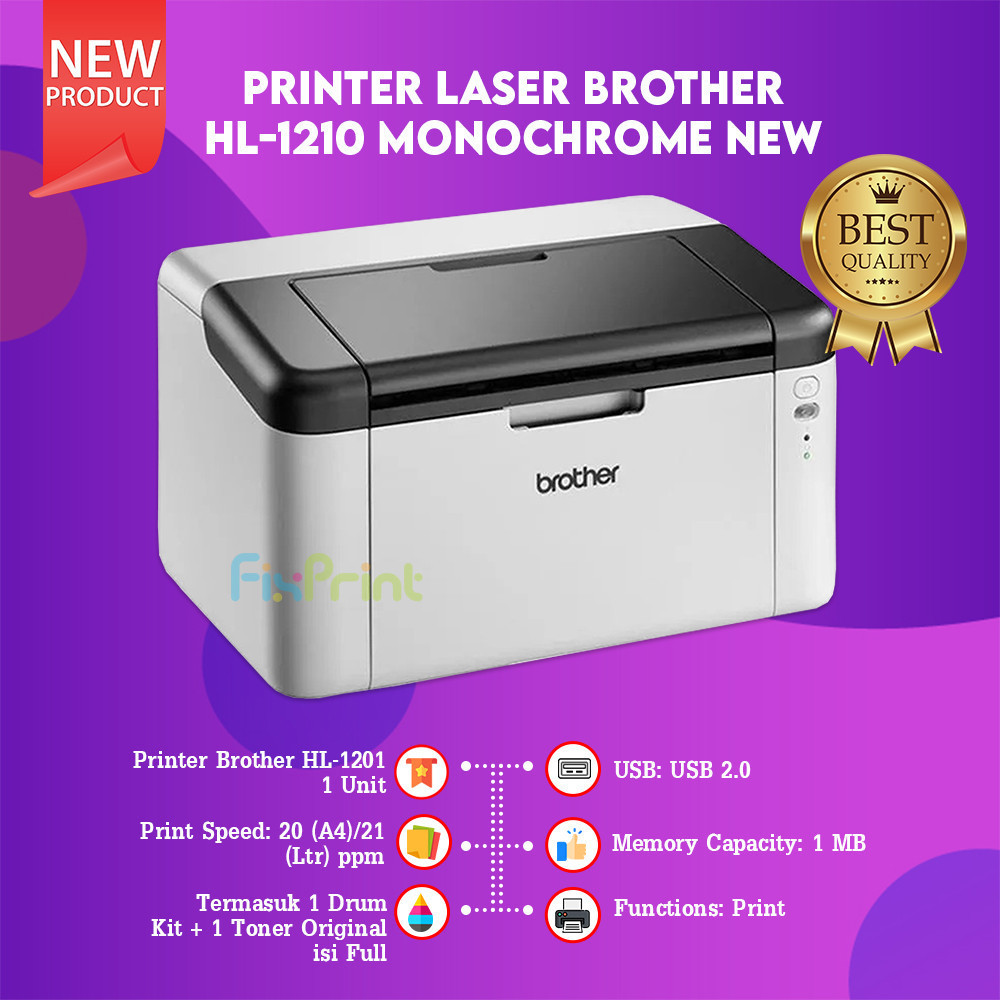 Jual FixPrint Printer Brother Laser HL 1201 Print Only A4 New , Printer ...