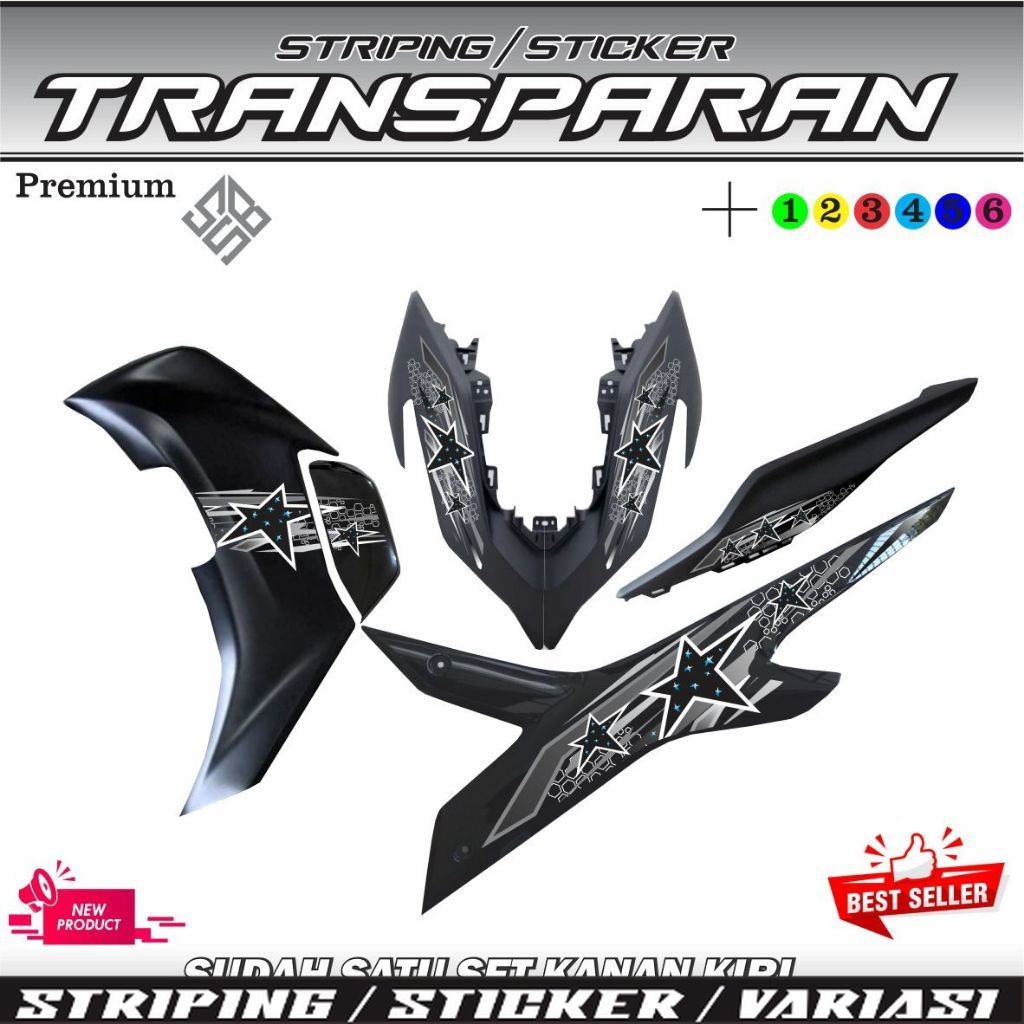 Jual STIKER / Striping Transparan Bintang Aerox New Connected Sticker ...