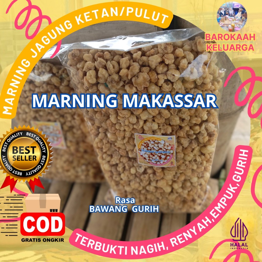 Jual 1 Kg Makaroni Marning Gen Z khas Makassar Jagung KETAN Utuh Renyah ...