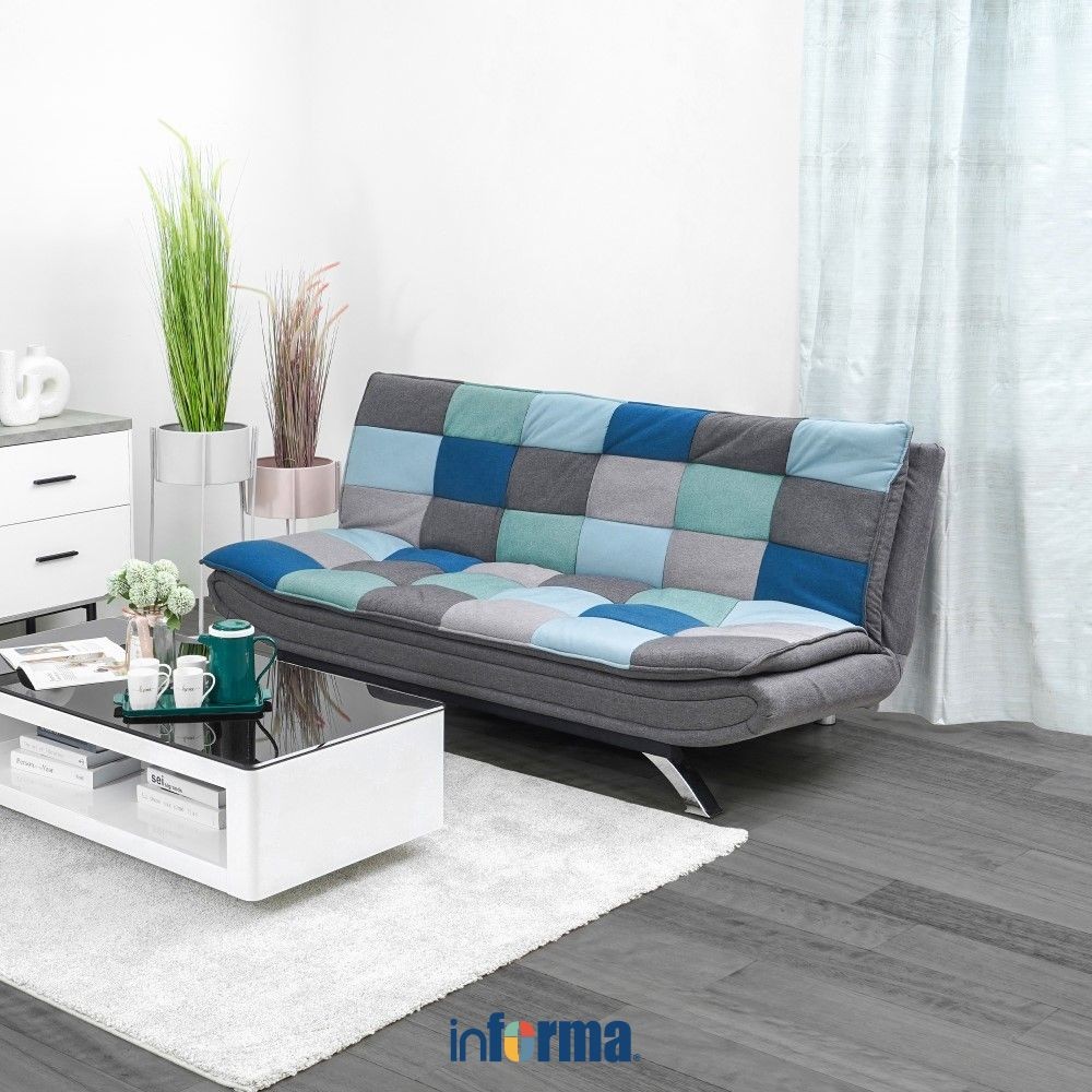 Jual Informa Neo Faith Sofa Bed Fabric Patchwork - Abu-Abu/Biru Tempat ...