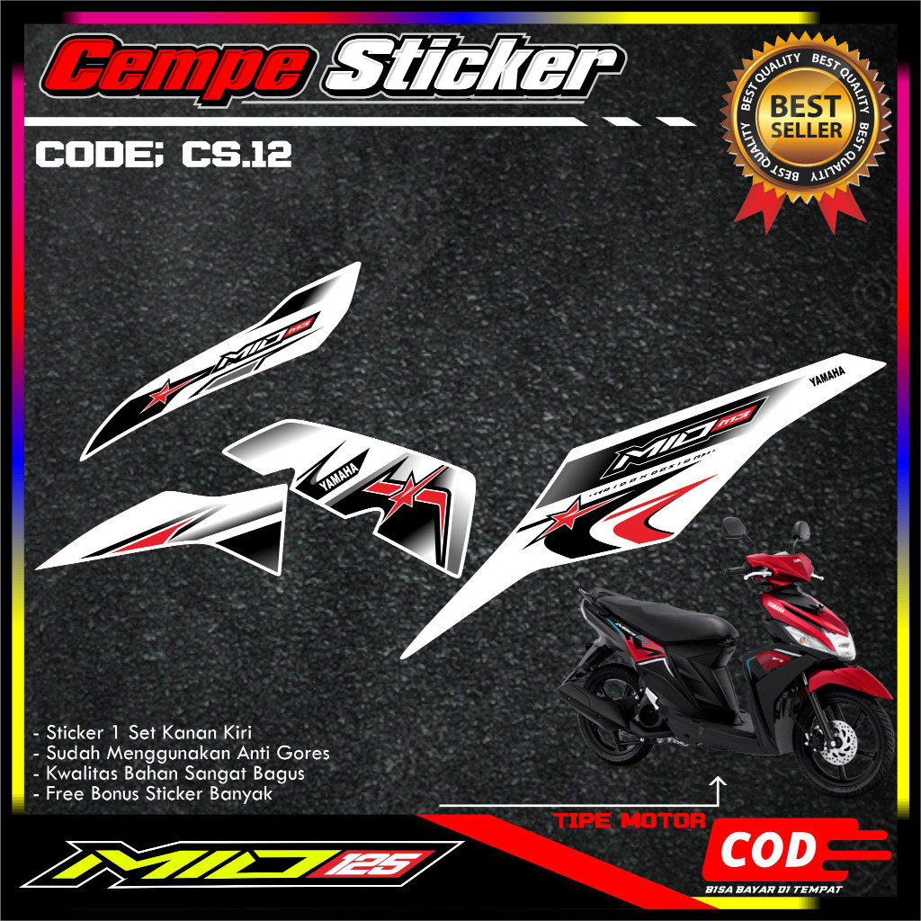 Jual Stiker MIO M3 / MIO Z / MIO 125 Decal Striping Standar Premium Racing CM12 BY SEMPRONG ...