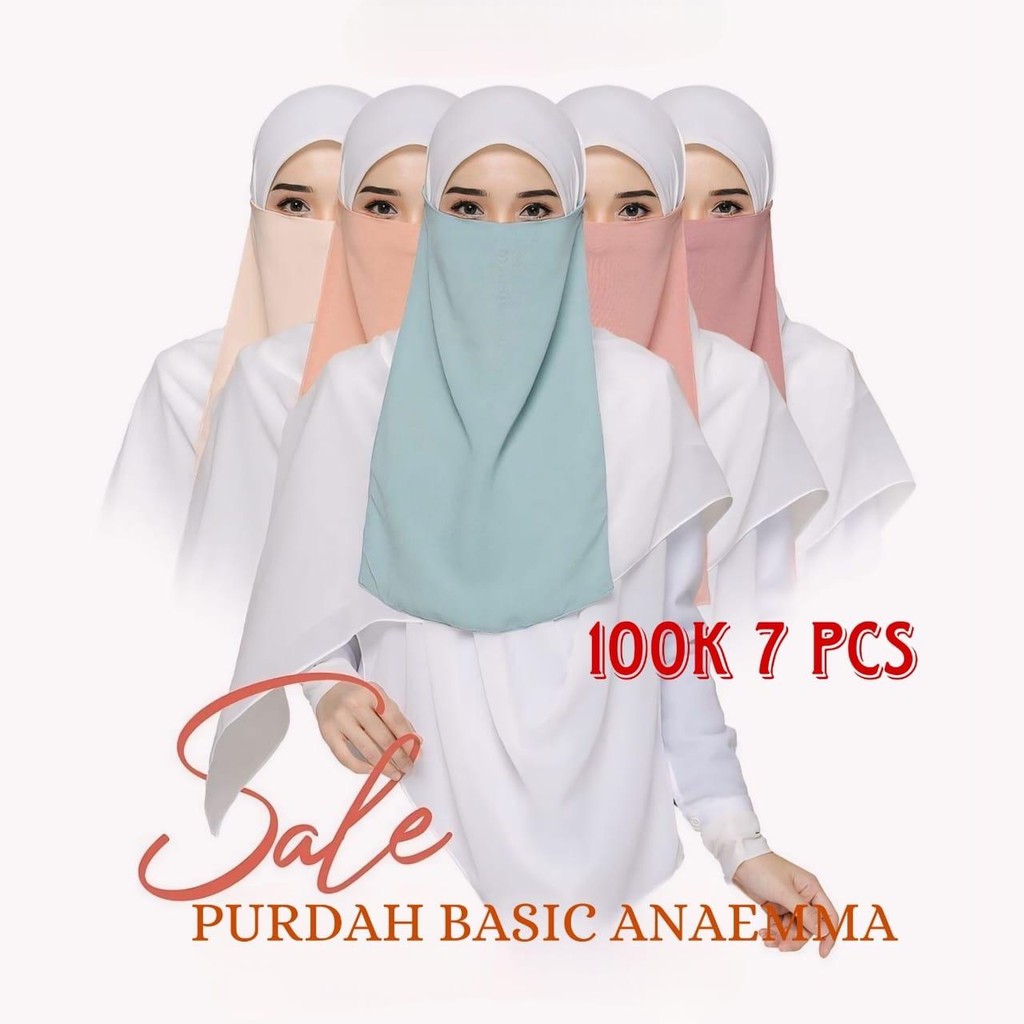 Jual ANAEMMA 7 PCS cadar tali basic • cadar tali 2 layer premium tanpa jahitan bawah mata• cadar ...