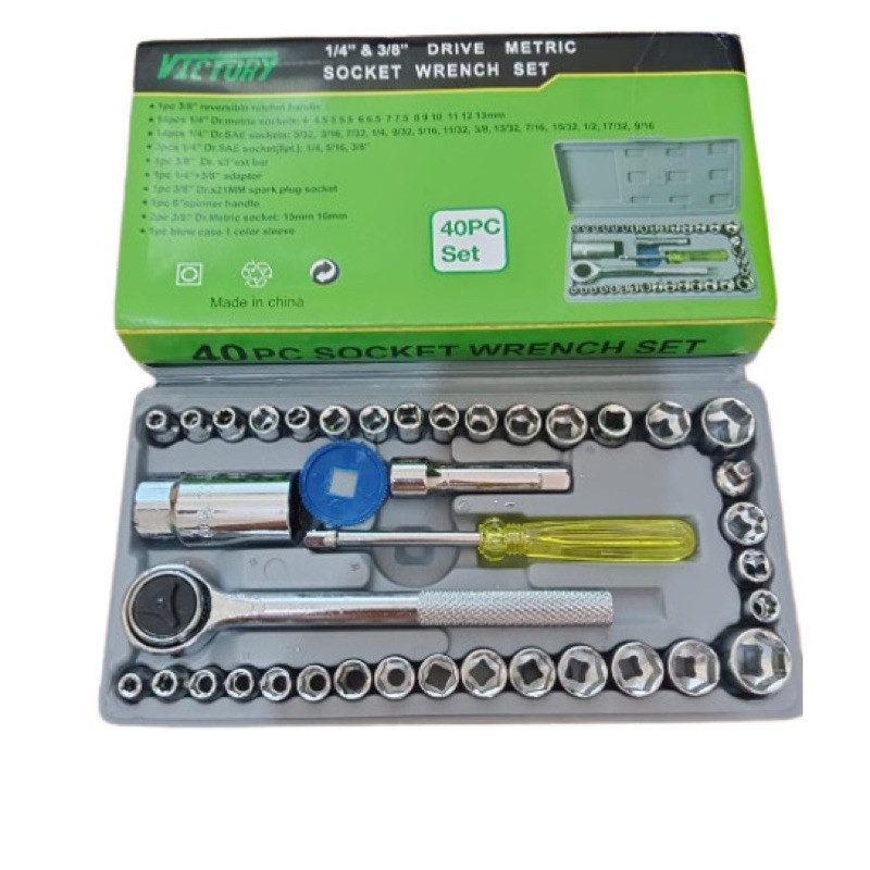 Jual (TOS) Kunci Sok Set bahan stainless isi 40 pcs Tool Kit Kunci Pas ...