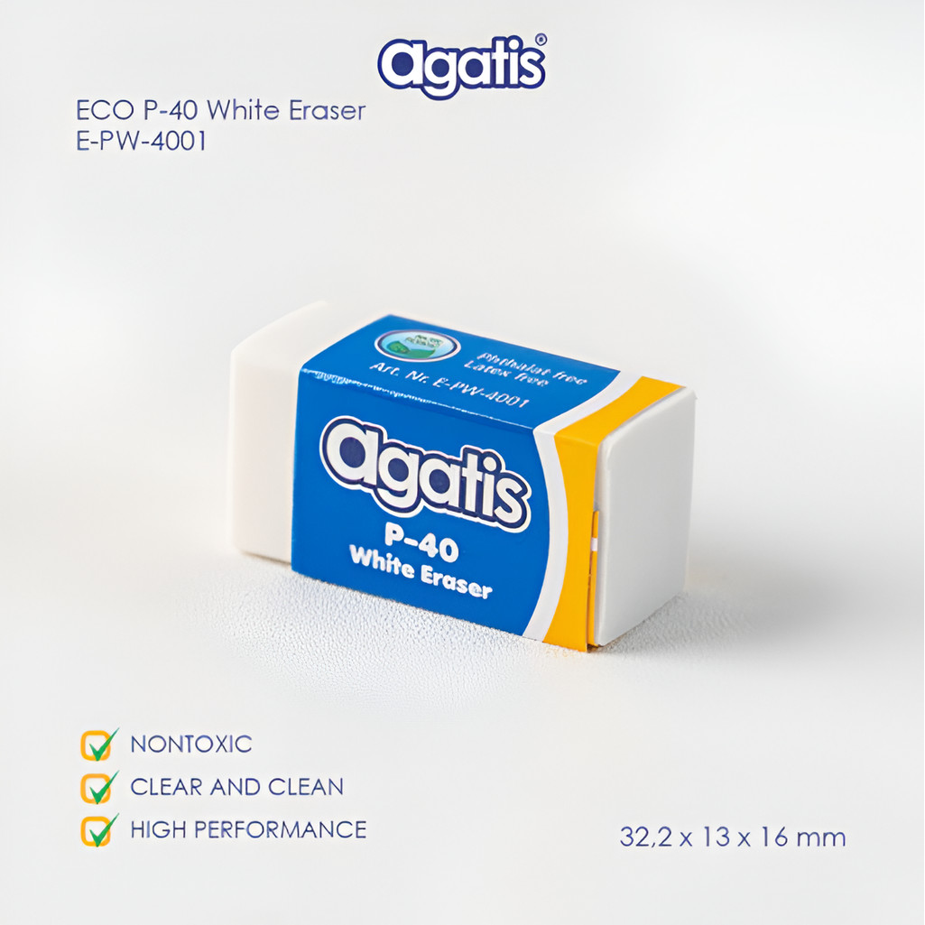 Jual Stip Eraser Penghapus Agatis ECO White P-40 (1 PCS) - Penghapus ...