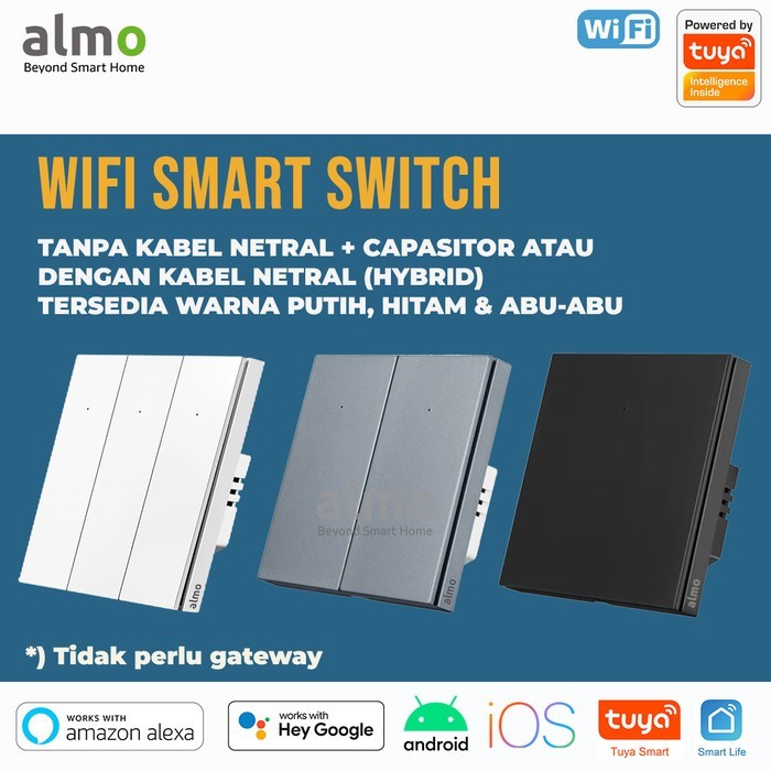 Jual ALMO Tuya WiFi Wall Switch Saklar Rumah Pintar Home Automation IoT ...