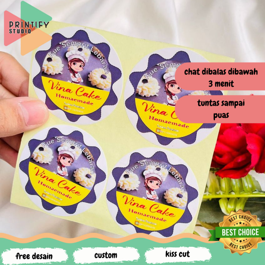 Jual Printify 5-8 Sticker Label Toples Kue Edisi Cookies Lebaran Stiker ...