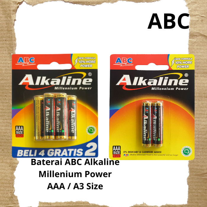 Jual Baterai battery ABC Alkaline Hitam AAA / A3 | Shopee Indonesia