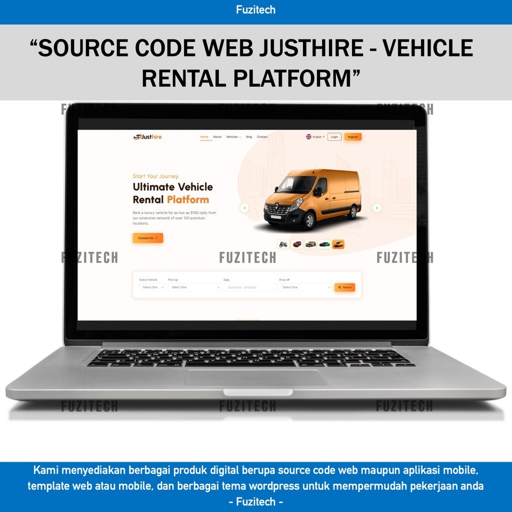 Jual SOURCE CODE APLIKASI WEB JUSTHIRE - VEHICLE RENTAL PLATFORM D87 ...