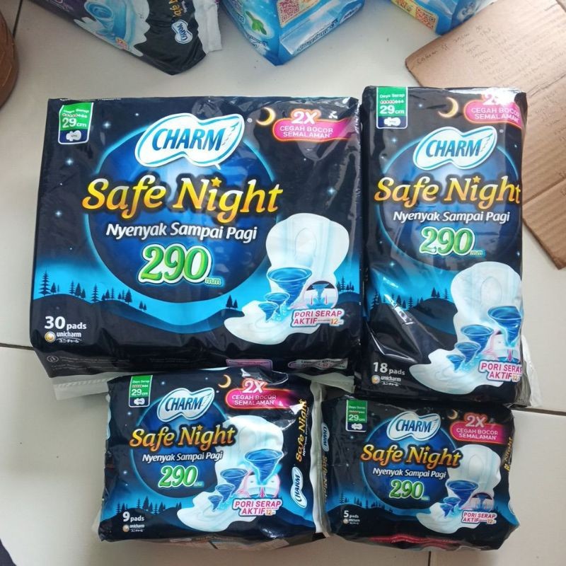 Jual CHARM SAFE NIGHT WING 29CM 30PADS/ 18 PADS/ 9PADS/ 5PADS Pembalut ...