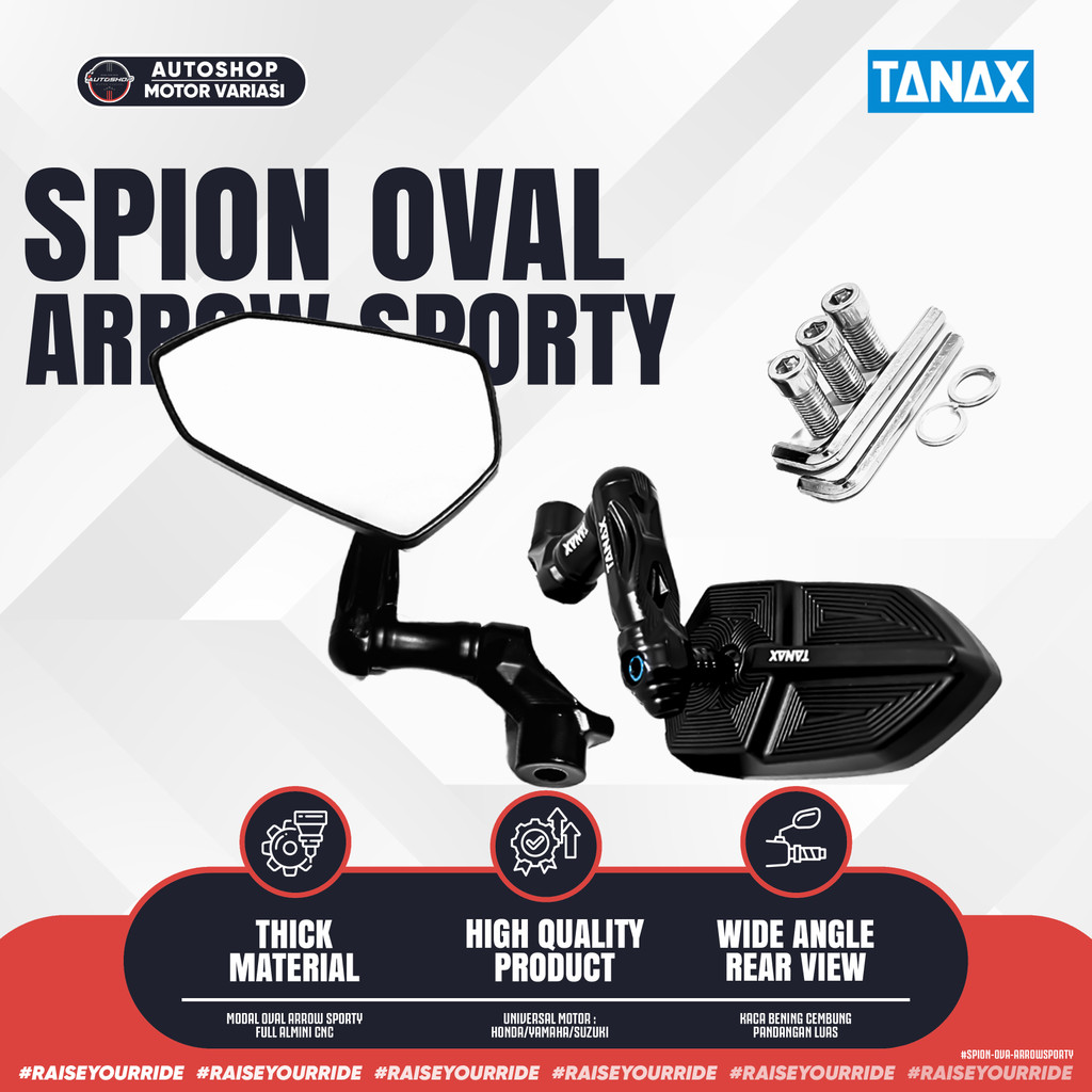 Jual Spion TANAX SHARK Tanduk Napoleon Oval Ducati Full CNC Black ...