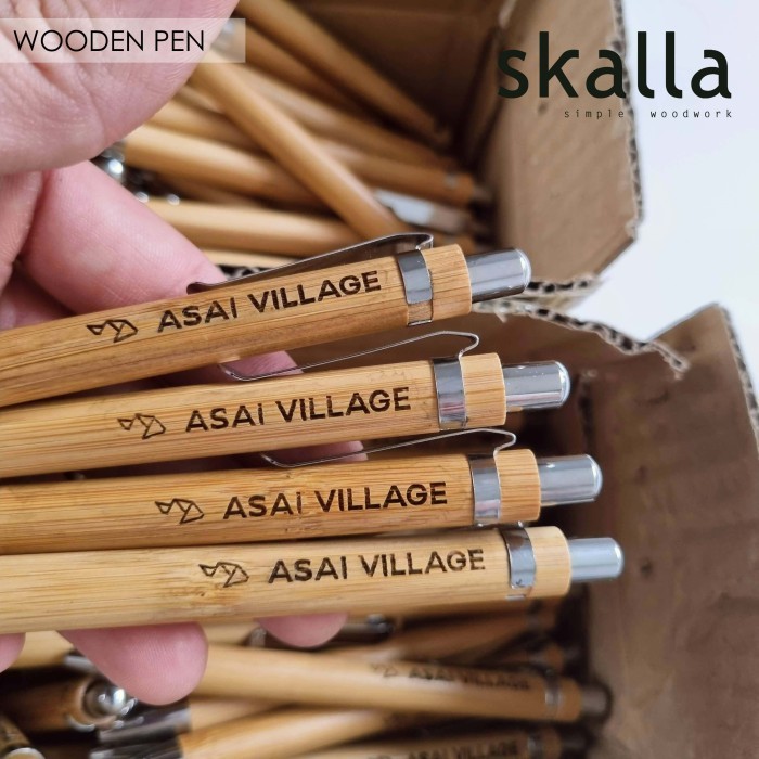 Jual Wooden pen ballpoint bolpen kayu souvenir gift custom nama pulpen ...