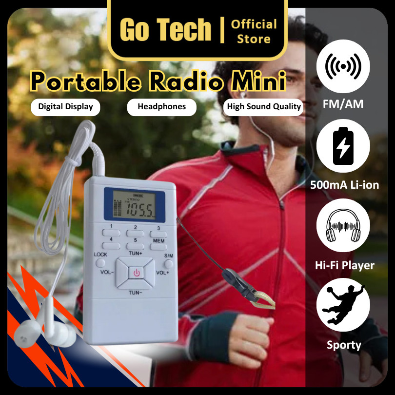 Jual Go Tech - Radio Saku Mini FM Digital Receiver DSP plus Earphone Radio Tour Guide System ...