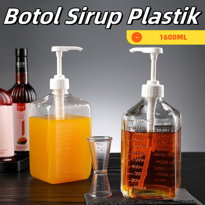 Jual Tempat Sirup Plastik 1600 ML / Pompa Sugar Botol Pump / Pump Botol ...
