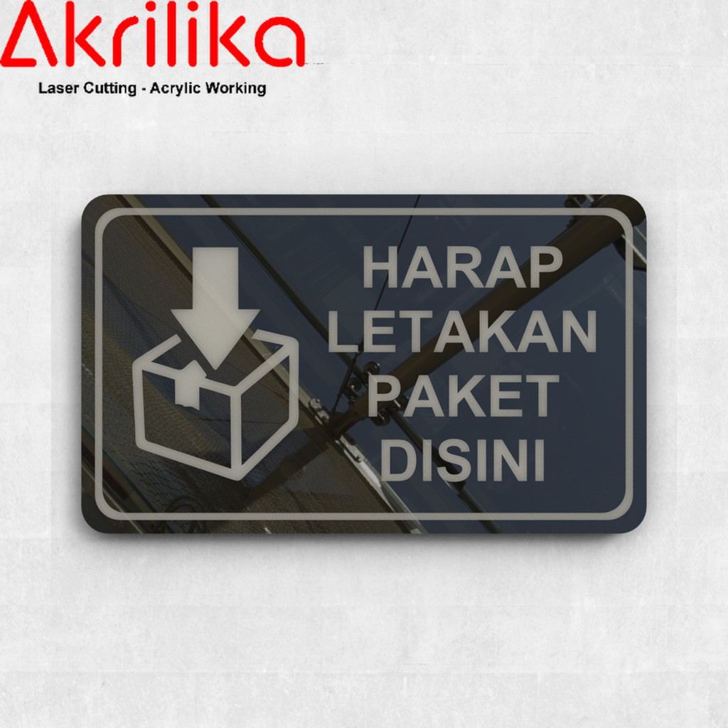 Jual AKRILIK SIGN BOARD "LETAKKAN PAKET DISINI" 20X12CM AKRILIK 2MM ...