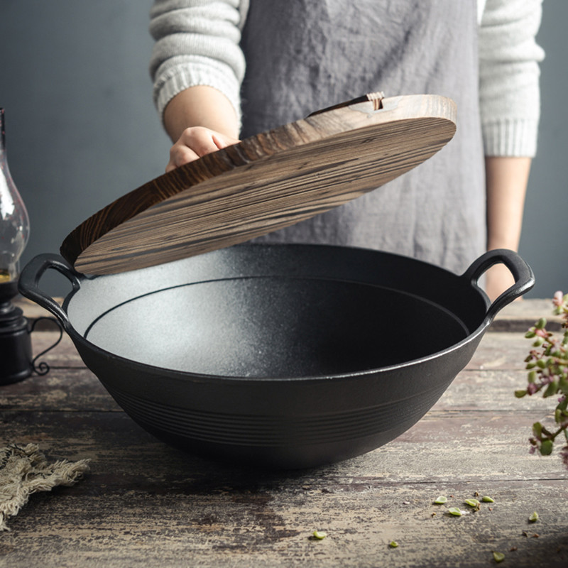 Jual Chinese Cast Iron Wok Pan Non Stick Classic Big Vintage Delicacy ...