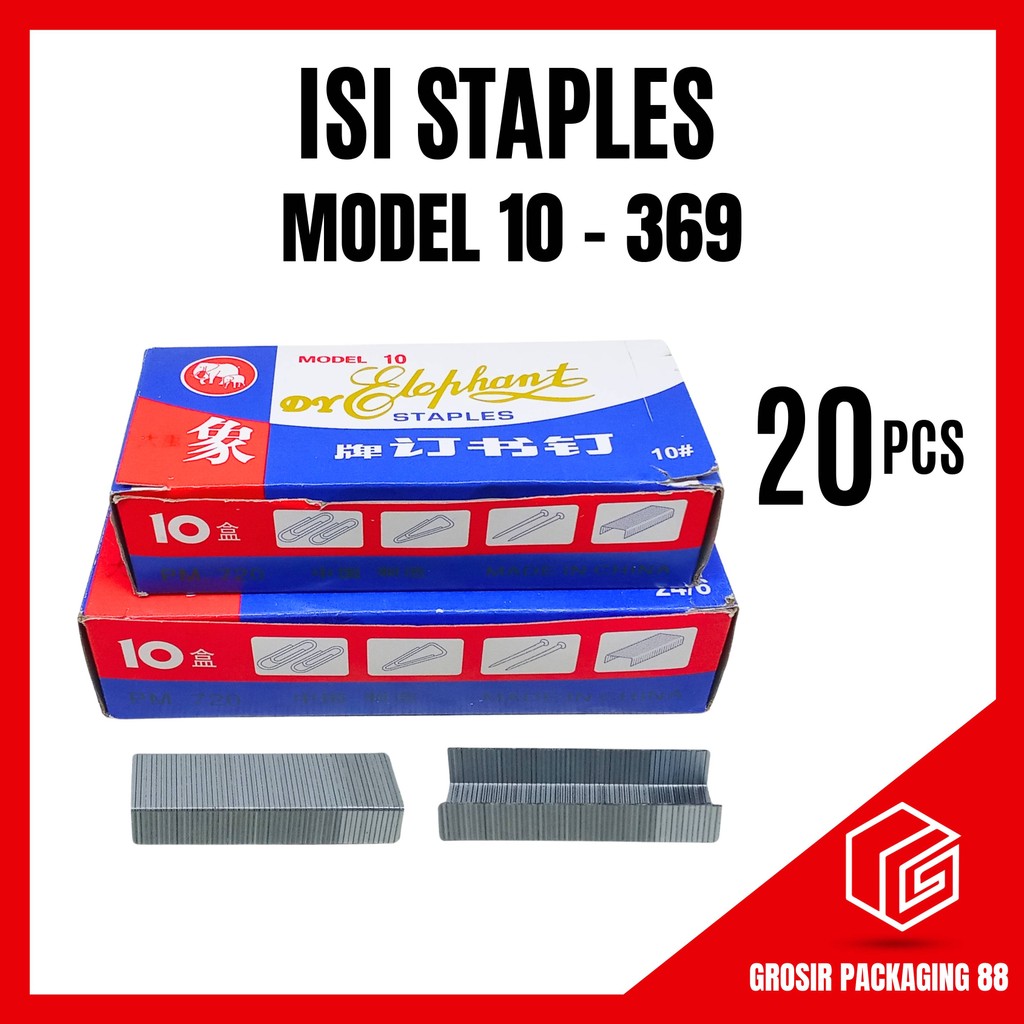 Jual 1 BOX ISI 20 PCS Isi Staples Model 10 369 24/6 Refill Hekter ...