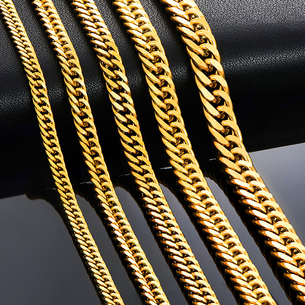 Jual 4.8mm/5.8mm/6.6mm/7.5mm/9.2mm Gold Color Stainless Steel Cuban ...