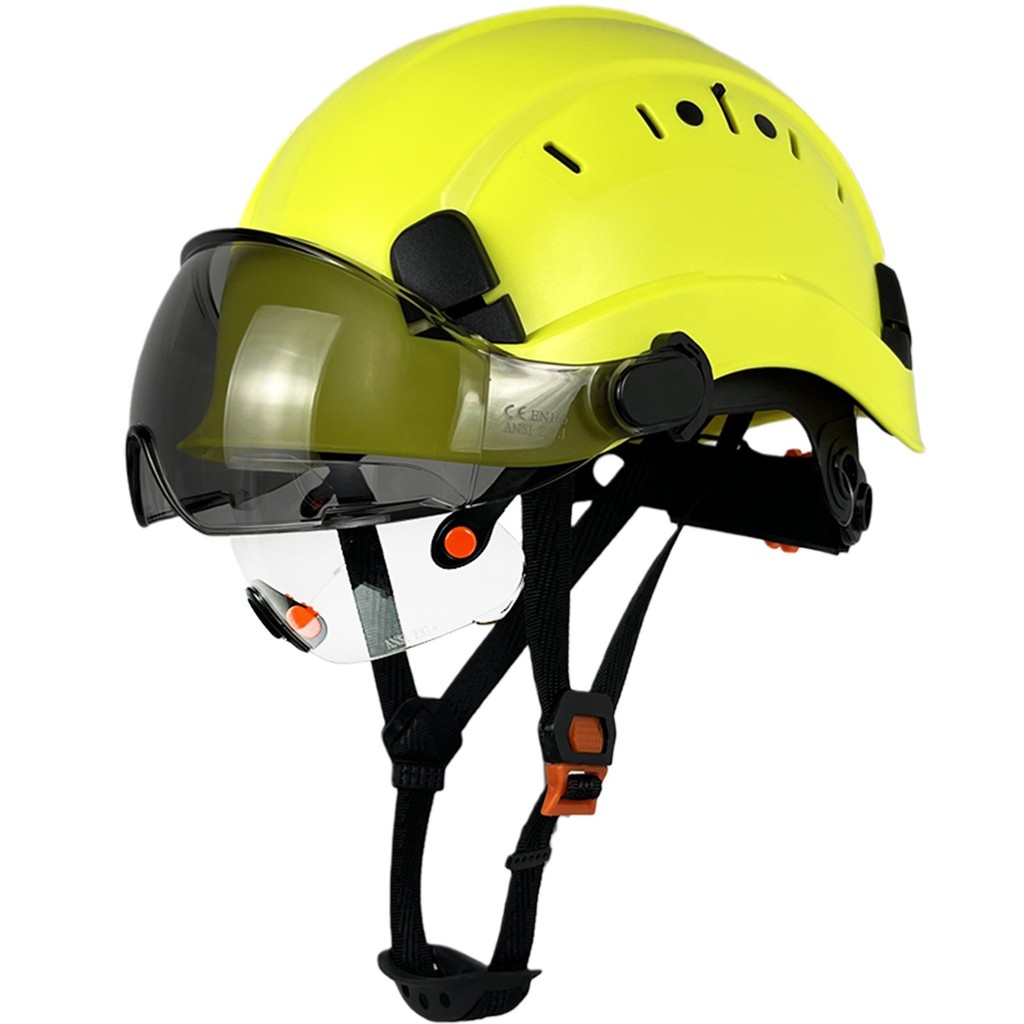 Jual CE Safety Helmet Hard Hat with Visor Clear & Tinted Adjustable ...