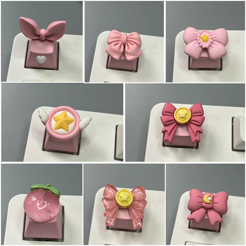 Jual DIY Custom Bow Keycap with Transparent R4 Cross Axis Gaming Pink ...