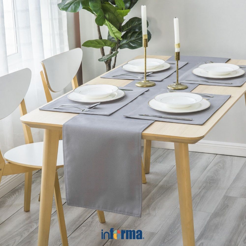 Jual Informa 33X180 cm Table Runner Water Repelent - Abu-Abu Taplak ...
