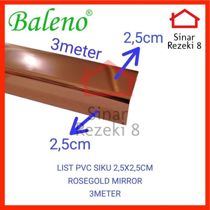 Jual List PVC Siku 2,5 x 2,5 cm Rose Gold Mirror Baleno / Plat L Emas ...