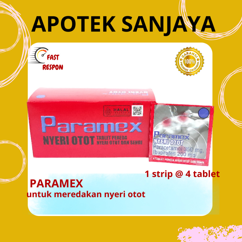 Jual PARAMEX NYERI OTOT/ STRIP 4 TABLET / PARACETAMOL IBUPROFEN / NYERI ...