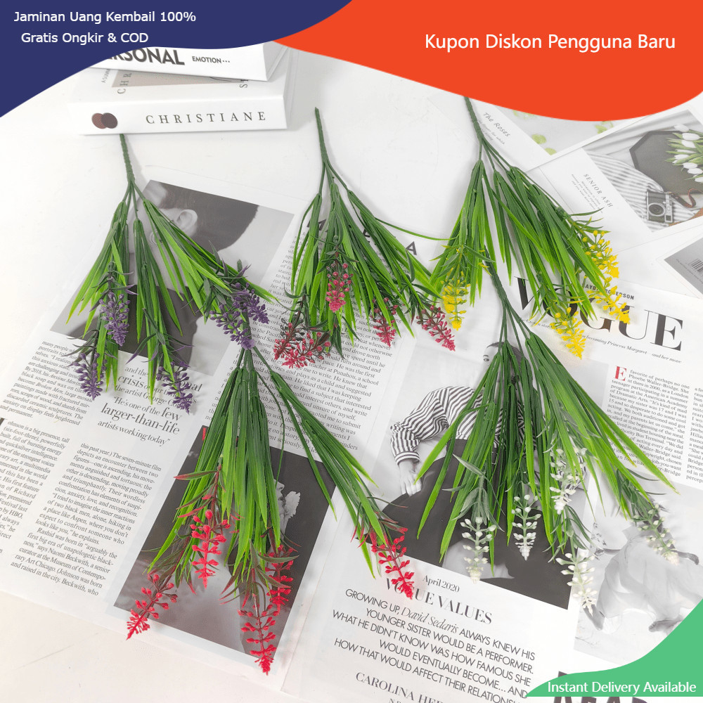 Jual Daun Semak Semak Bunga Bonsai Lavender Artificial Tanaman Hias ...