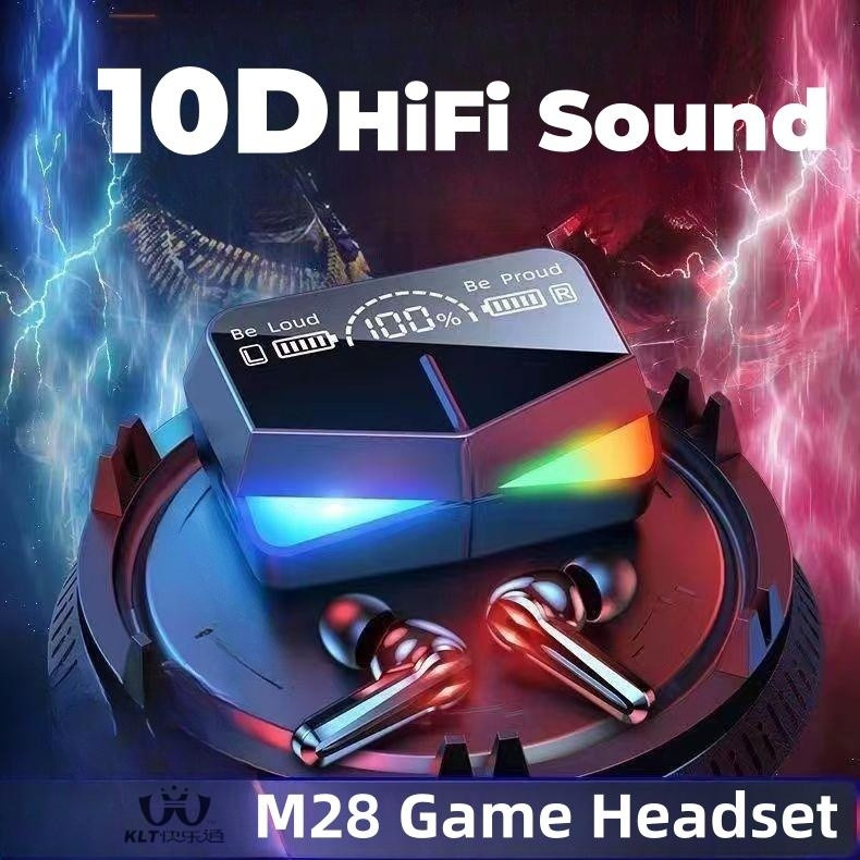Jual Headset Bluetooth M28 BT V5.1 Earphone Wireless TWS Gaming Super ...