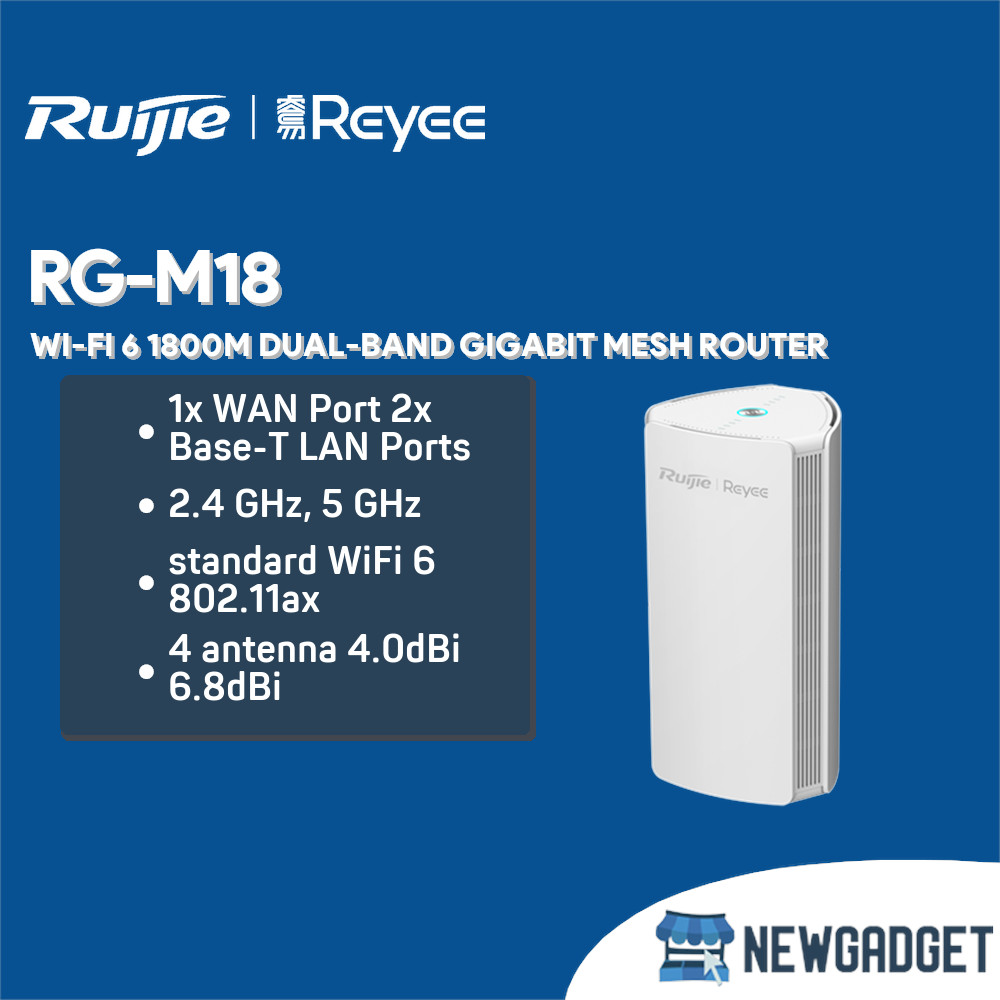 Jual RUIJIE REYEE RG-M18 WI-FI 6 1800M DUAL-BAND GIGABIT MESH ROUTER ...
