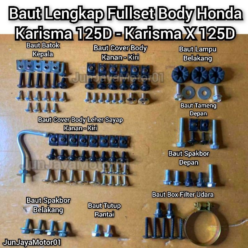 Jual Baut Lengkap Full Set Body Honda Karisma 125D / Baut Lengkap ...