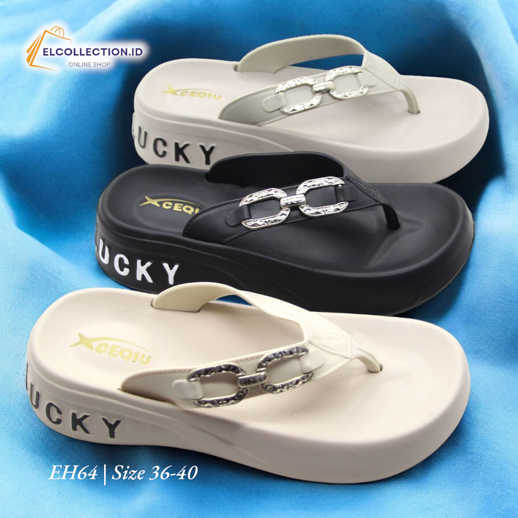 Jual EH64 | Sandal Jepit Wedges Wanita Beruntung | Sendal Jepit Wanita ...
