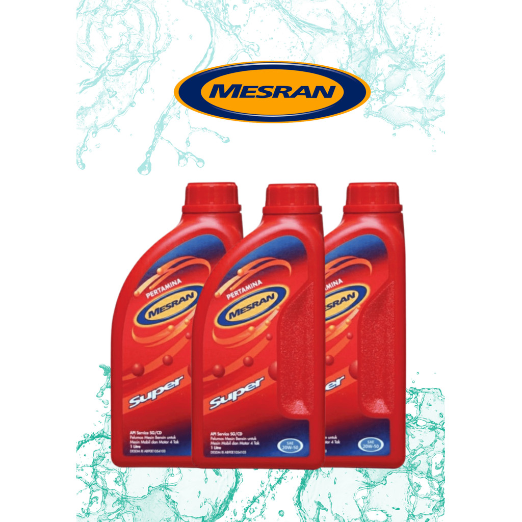 Jual 3 BOTOL Oli Pertamina Mesran Super 1L | Shopee Indonesia