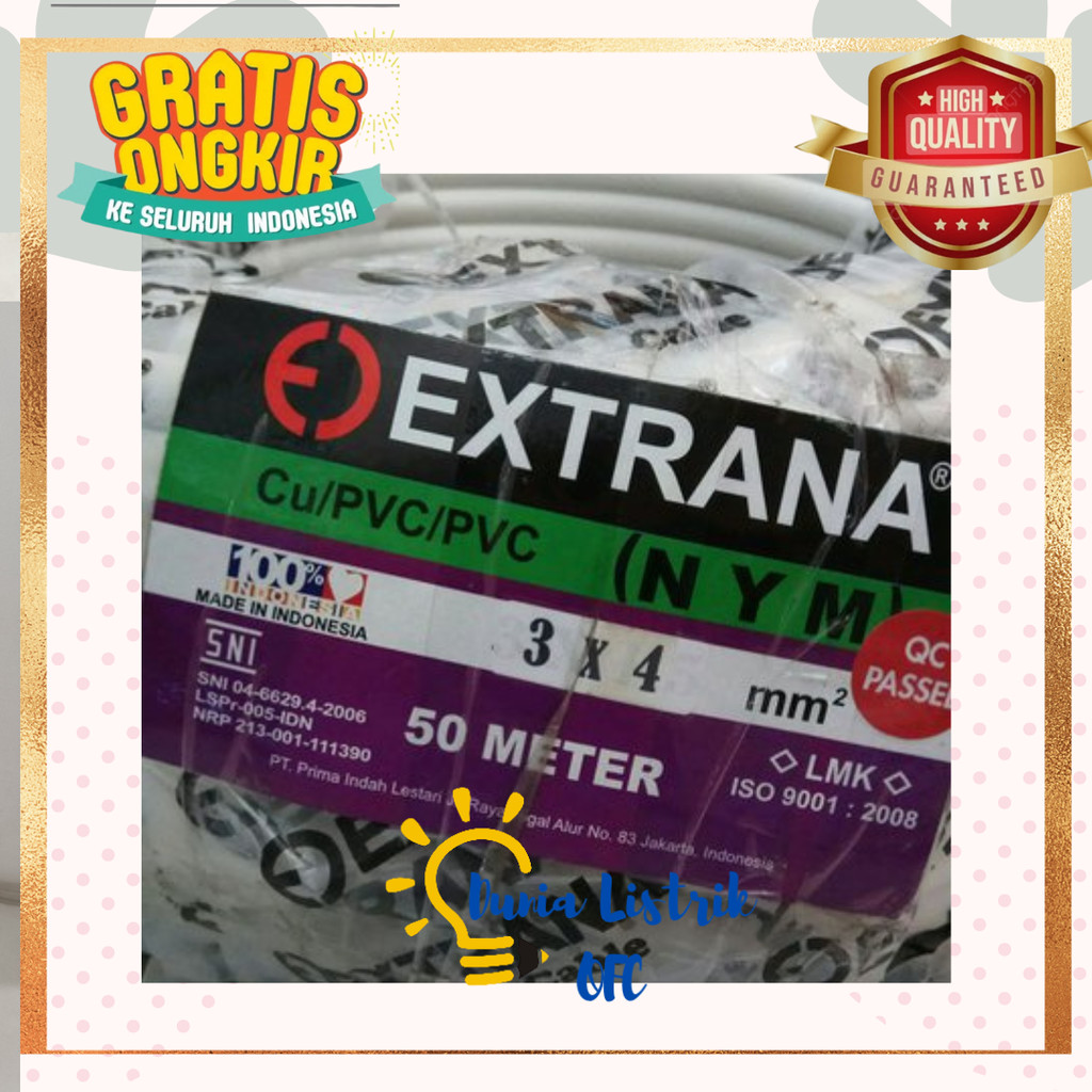 Jual Kabel NYM 3x4mm Extrana Meteran Kabel KWH Kabel U Kabel Meteran ...