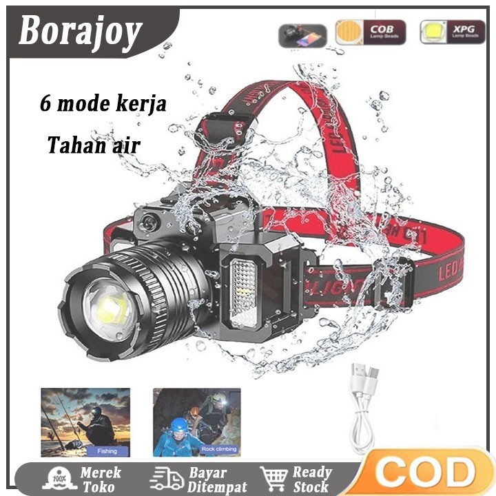 Jual Lampu Kepala LED Tahan Air/Headlamp Induksi Sensor Gerak Zoom Rotating/Super Terang 5000 ...