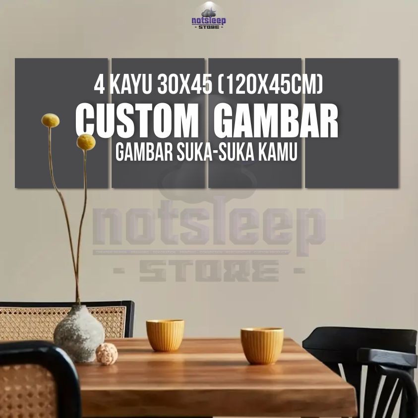 Jual Custom Poster kayu hiasan dinding 1 set 4 pcs 30x45cm (120x45cm ...