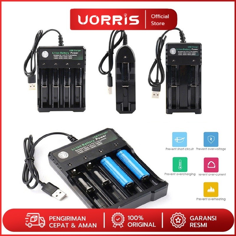 Jual Charger Baterai 18650 4 Slot USB Auto Cut Off Otomatis Stop Cas ...