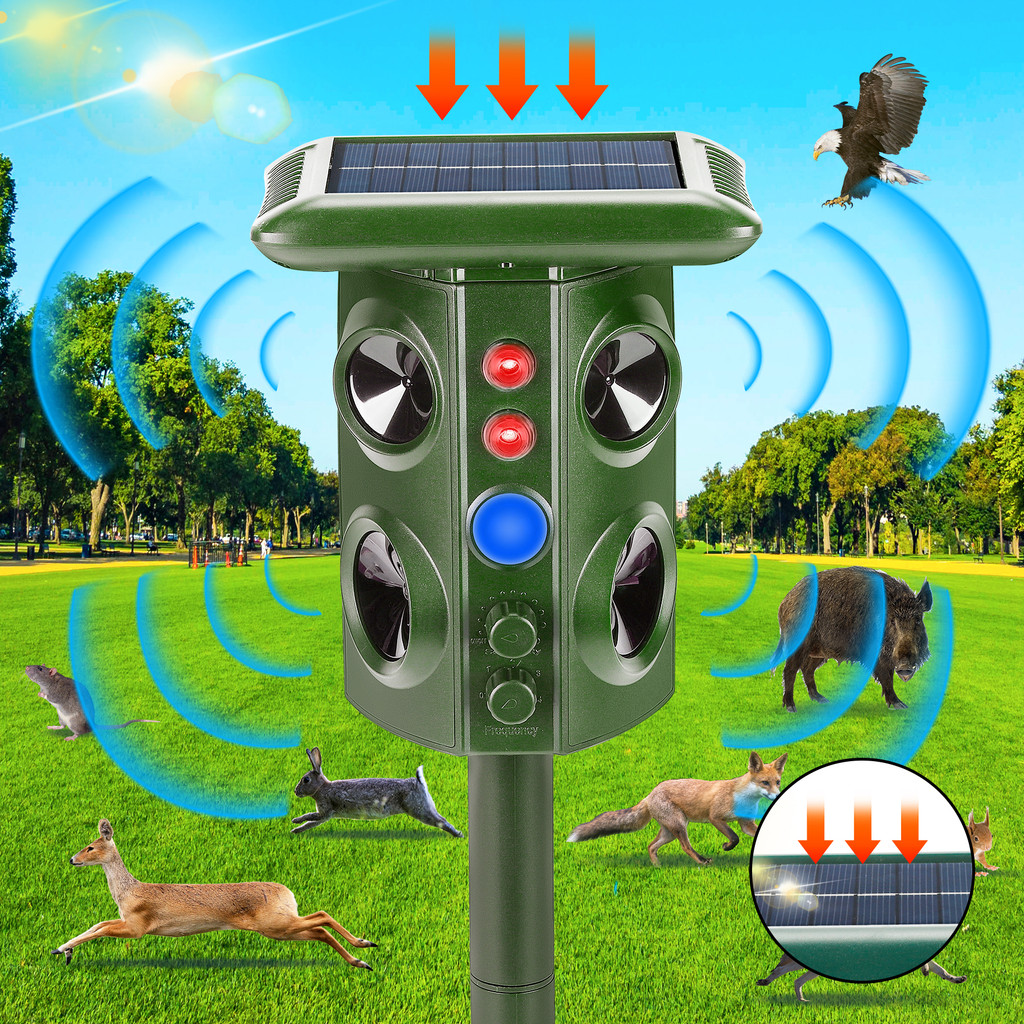 Jual Animal Repellent Ultrasonic Outdoor Solar Animal Chaser Waterproof ...