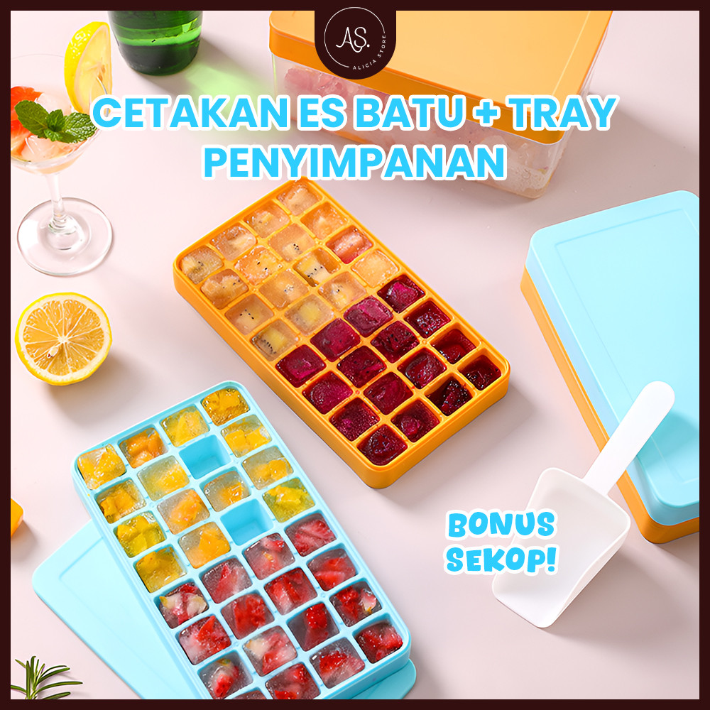 Jual AS Cetakan Es Batu + Tray Penyimpanan Dan Sekop Es Batu | Shopee ...