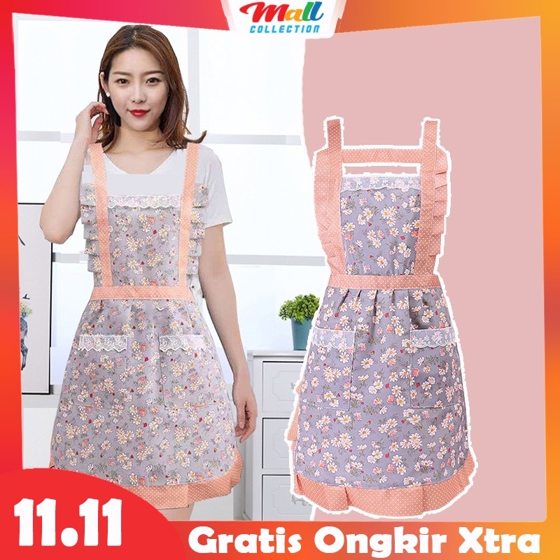 Jual MALL - Apron Memasak Motif Bunga Celemek Dapur Stylish Cantik ...