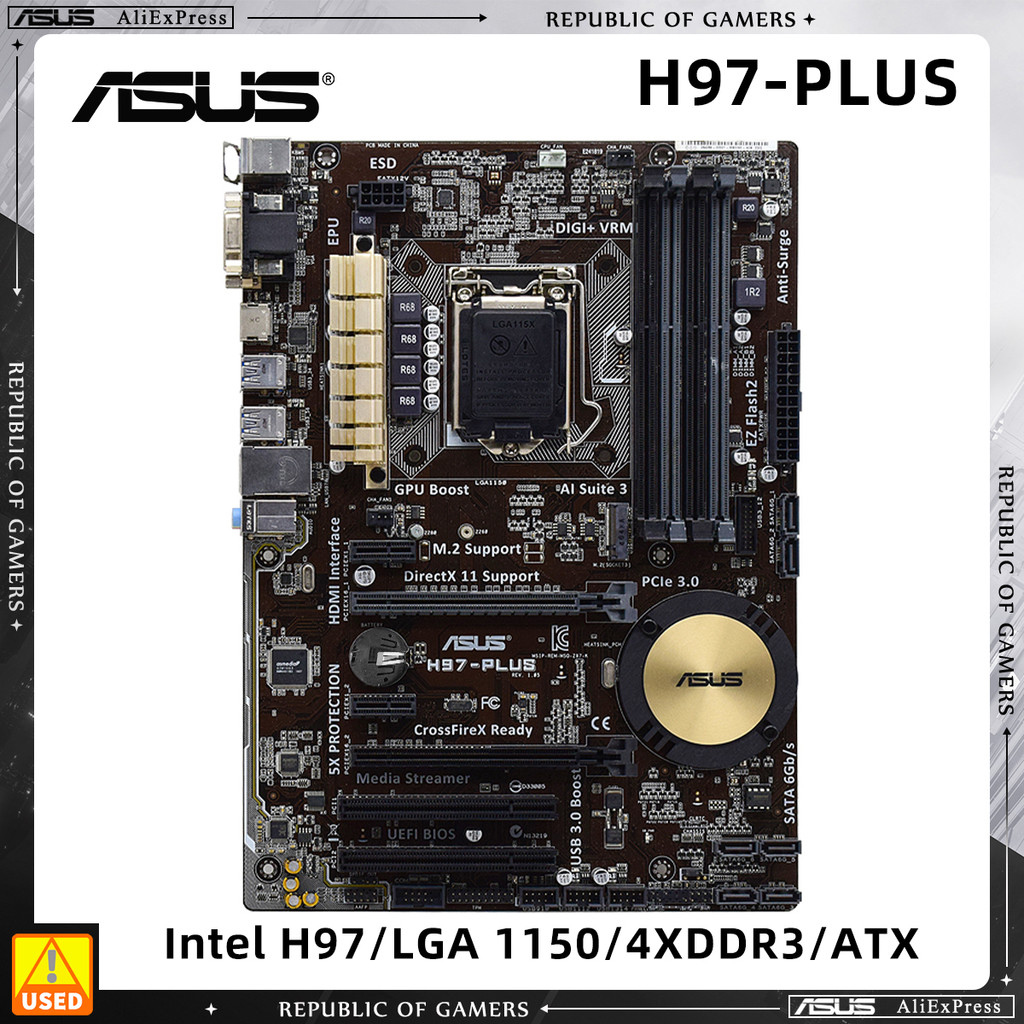 Jual ASUS H97-PLUS Used MAIN BOARD H97 Chipset H97 Motherboard 4x DDR3 ...