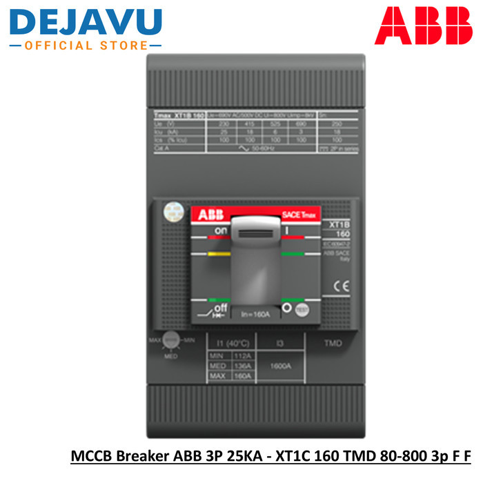 Jual MCCB Breaker ABB 3P 25KA - XT1C 160 TMD 80-800 3p F F ( 1SDA067396R1) | Shopee Indonesia