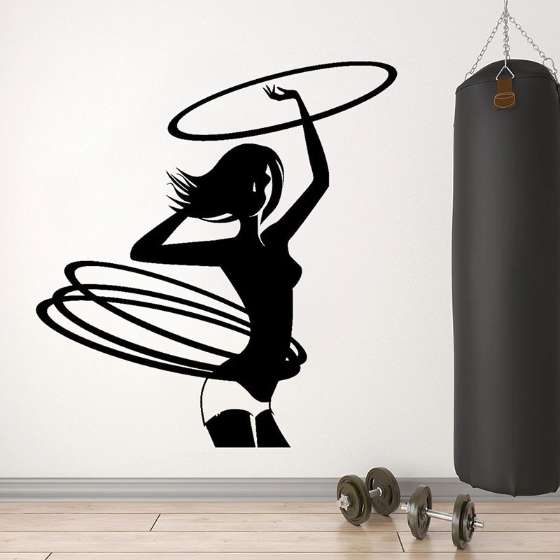 Jual Hula Hoop Girl Wall Decal Gymnastics Sports Fitness Vinyl Window ...