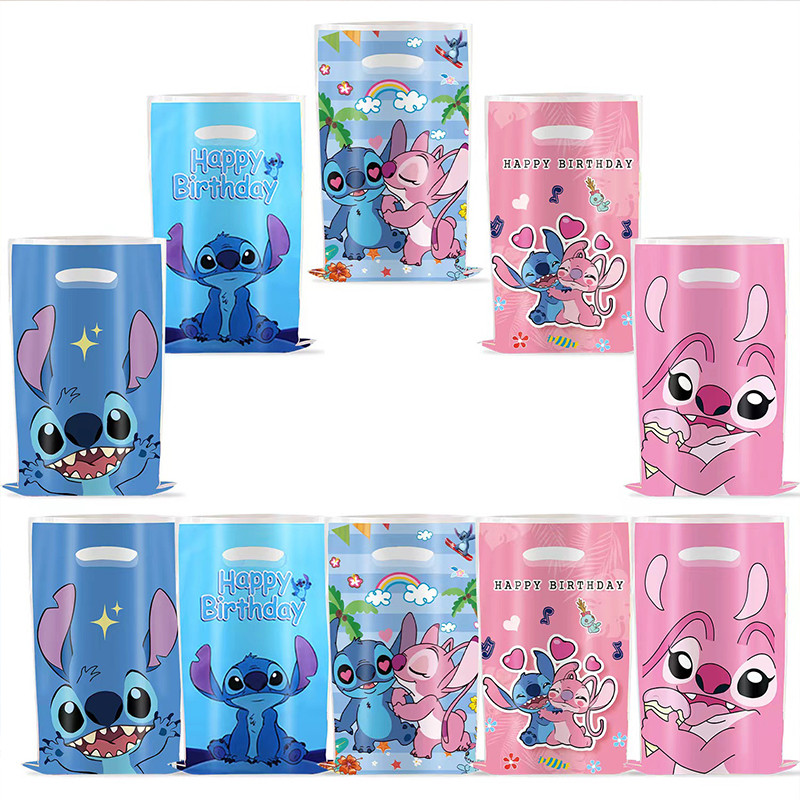 Jual 30pcs Blue Pink Stitch Party Gift Bags with Handles Lilo & Stitch ...