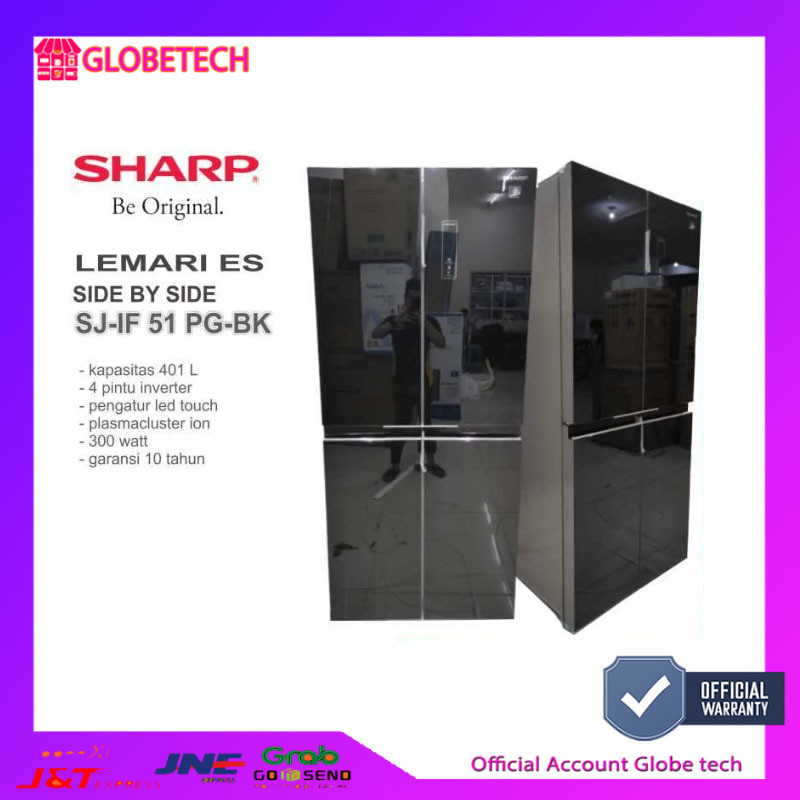 Jual KULKAS SHARP 4 PINTU LEMARI ES SIDE BY SIDE SJ-IF 51 PGBK | Shopee ...