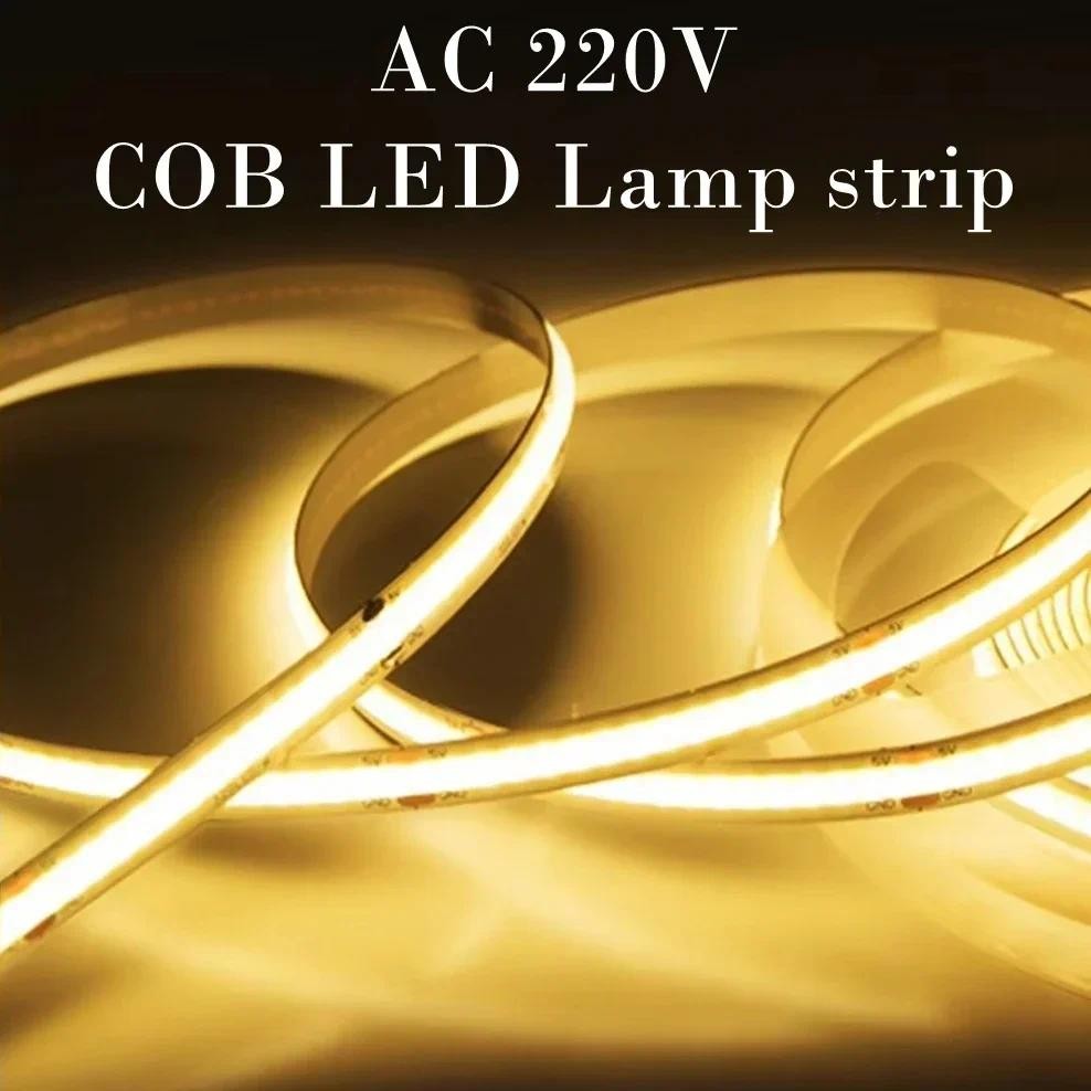 Jual 220V Flexible Tape Lights COB LED Strip Light 1-5m Smart IC No ...