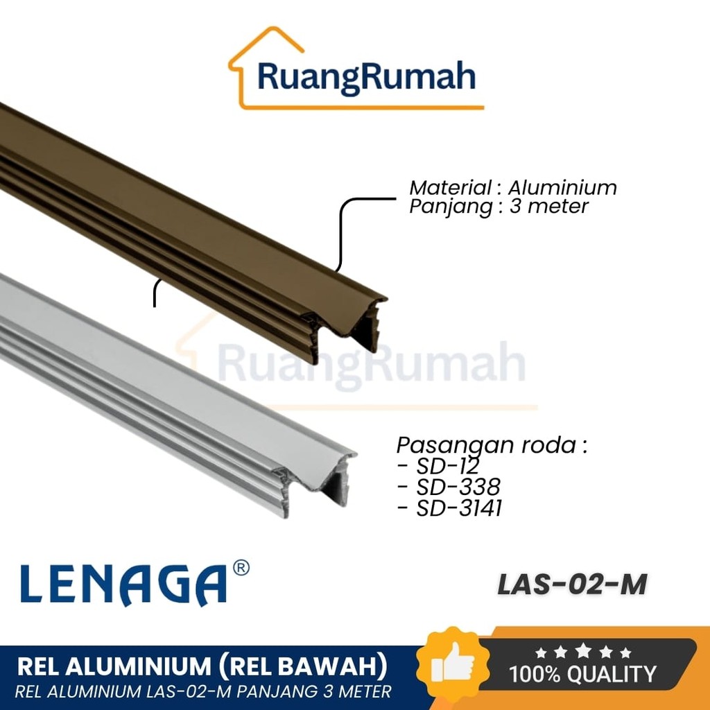 Jual Rel Lemari Lenaga LAS 02 U (ATAS) LAS 02 M (BAWAH) Rel Lemari Geser Anodize Bronze Silver ...