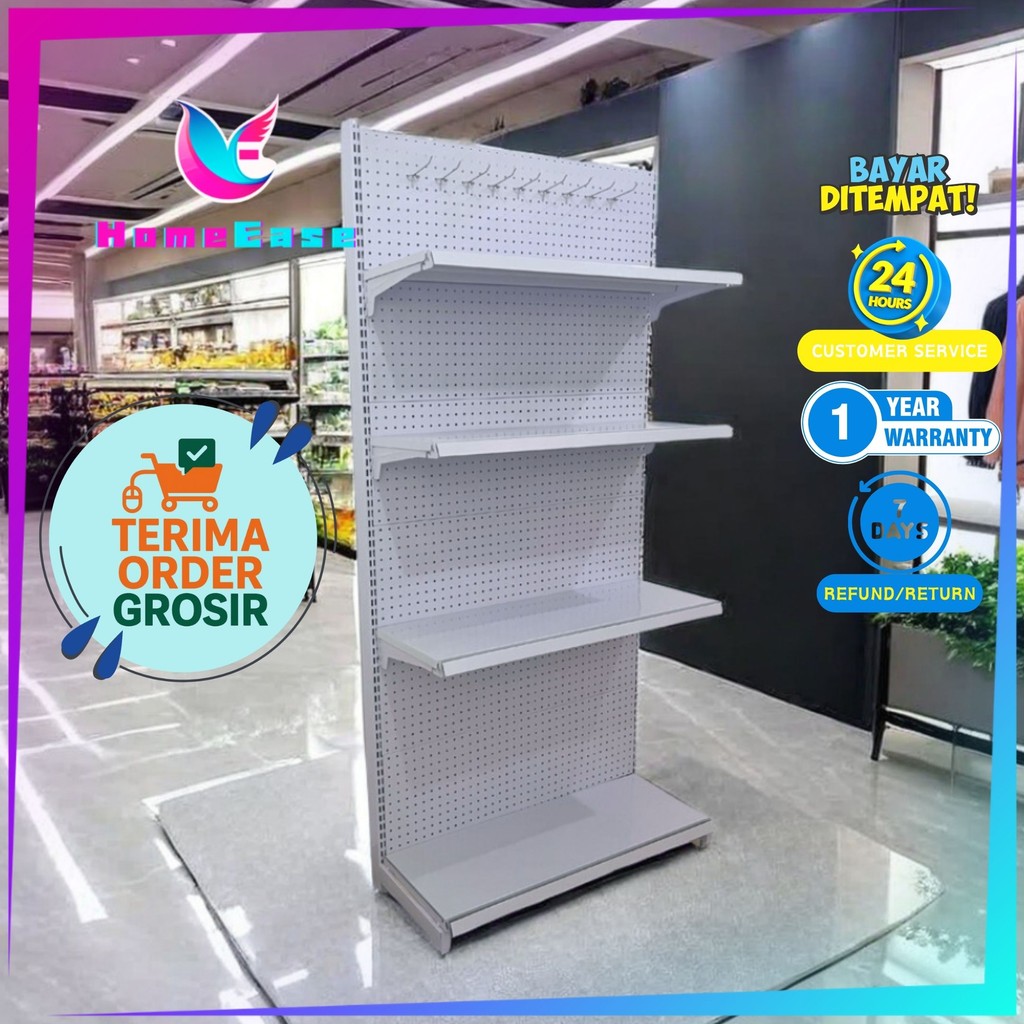 Jual HomeEase - 100% Baja Rak Susun 4 Tingkat Rak Display Supermarket ...