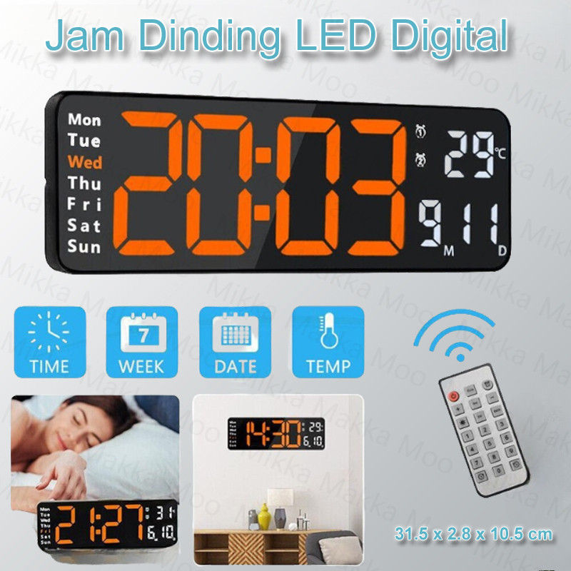 Jual 13 inci layar besar LED jam digital jam dinding tampilan yang ...